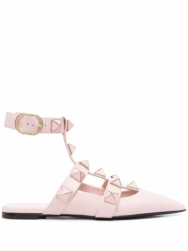 Valentino Garavani Roman Stud Ballerina Shoes Pink Editorialist