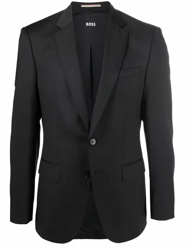 Hugo Boss Single-breasted Virgin Wool Blazer - Black