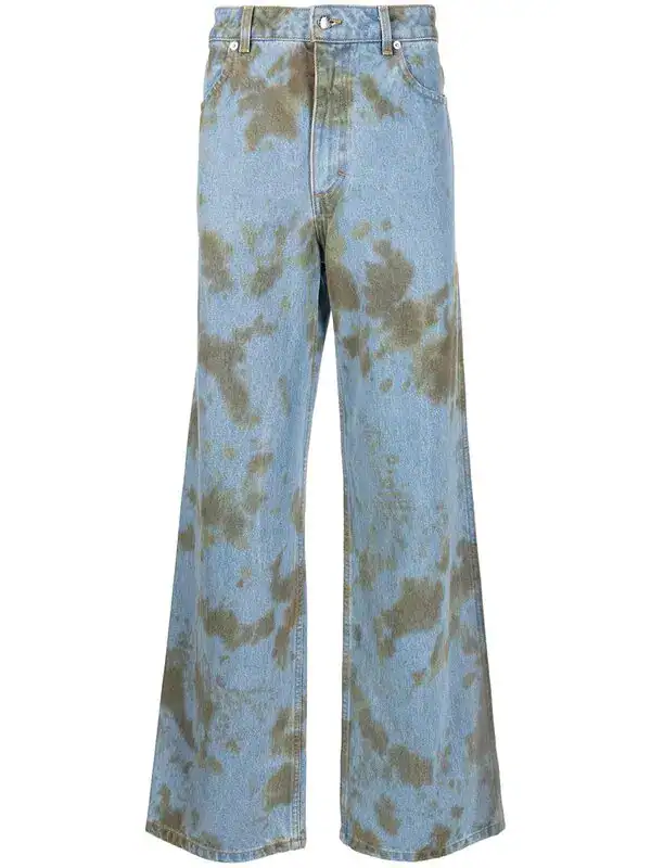 Eckhaus Latta Smudge-Wash Straight-Leg Jeans In Blue - 50% Off