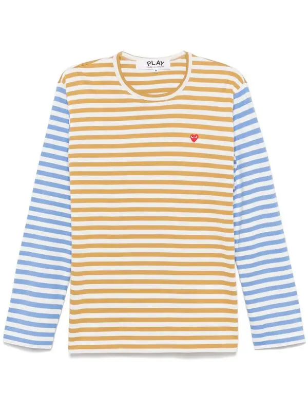 Play Comme Des Garcon Striped Long-sleeve T-shirt - Blue