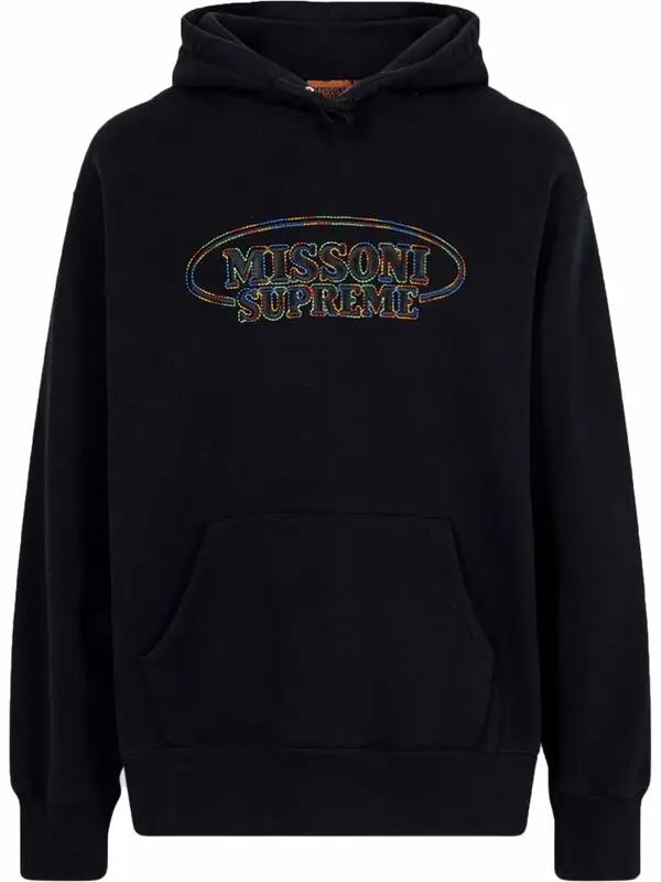 Supreme X Missoni Logo-embroidered Hoodie Fw21 - Black