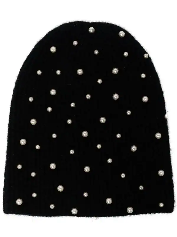 Jennifer Behr Coco Pearl-Embellished Beanie In Black - 30  display picture 3
