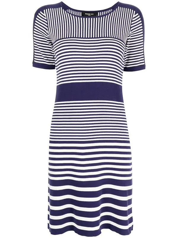 Paule Ka Striped Cotton Knit Dress In Blue - 40% Off | Editorialist