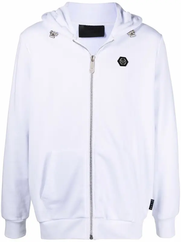 Philipp Plein Embellished Skull Logo-print Zip Hoodie