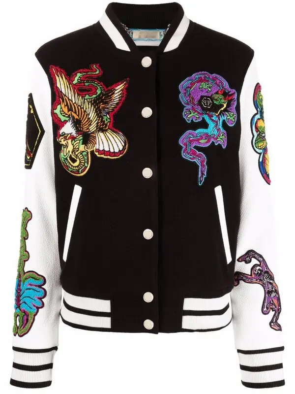 Philipp Plein Embroidered Patches Varsity Jacket
