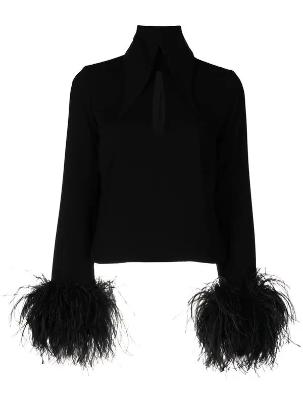 16Arlington Feather-trim Blouse