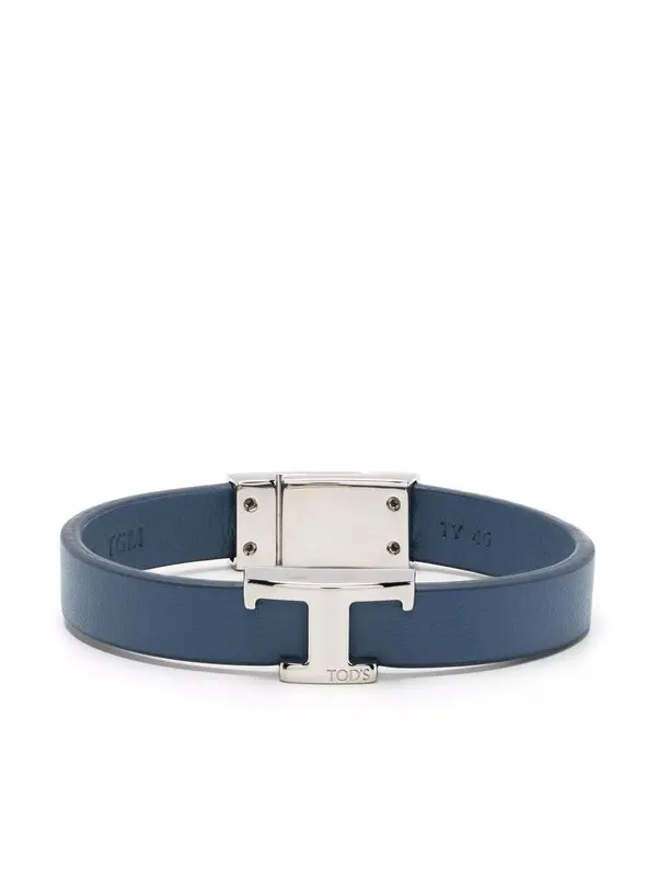 TOD'S Logo-plaque Leather Bracelet - Blue