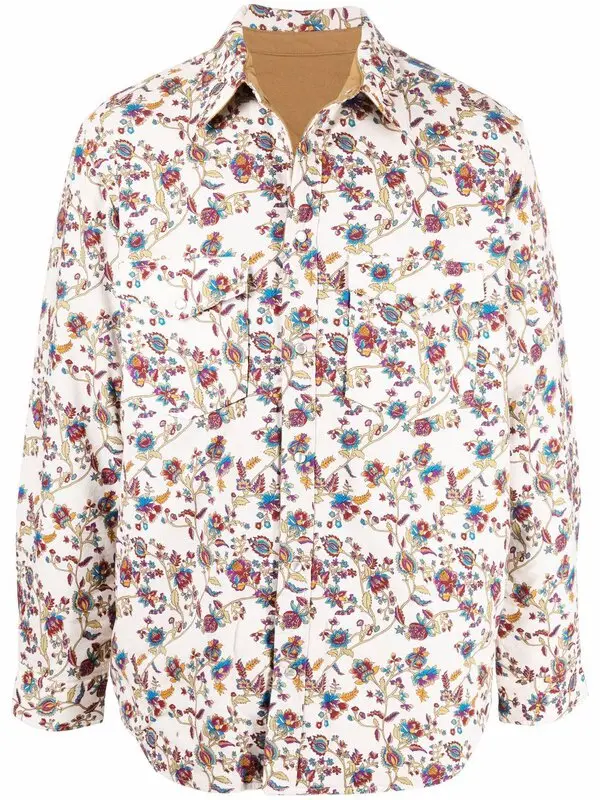 MARANT Floral-print Cotton Shirt Jacket - Neutrals