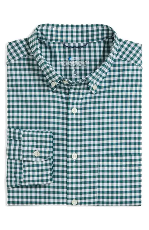 Vineyard Vines Classic Fit On-the-go Brrrº Gingham Button-down Shirt - Charleston Green