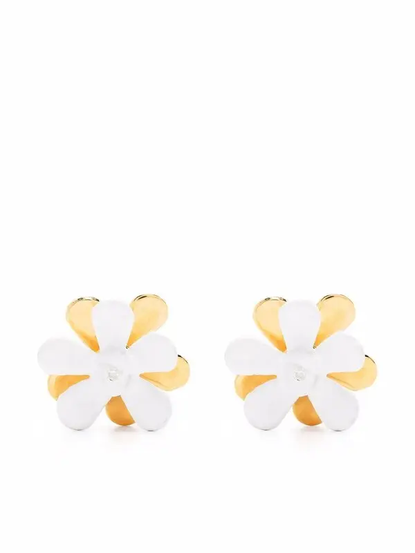 Marni Floral Appliqué Stud Earrings - White