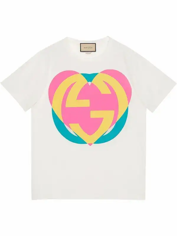 Gucci Interlocking G Heart-Print T-Shirt - White | Editorialist