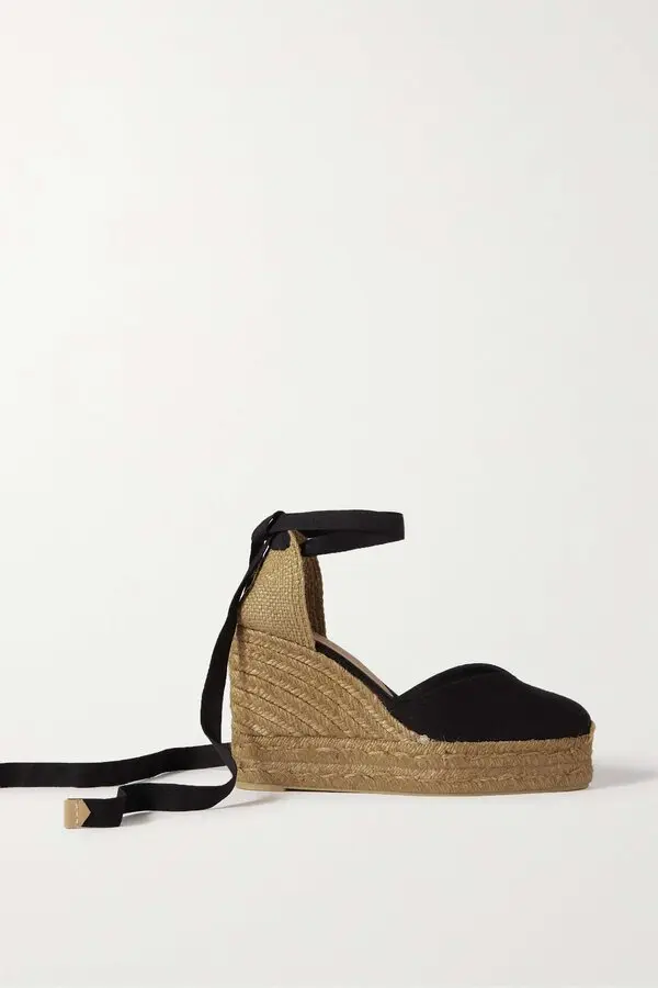 Buy CastaÑer Chiara 80 Canvas Wedge Espadrilles Black At 50% Off