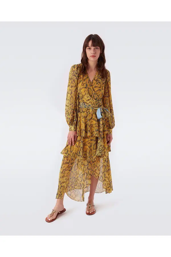 slim fit dress slacks 90s DVF Silk Wrap Dress | M