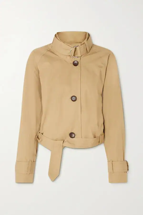 Acne Studios Cropped Belted Organic Cotton-Twill Jacket In