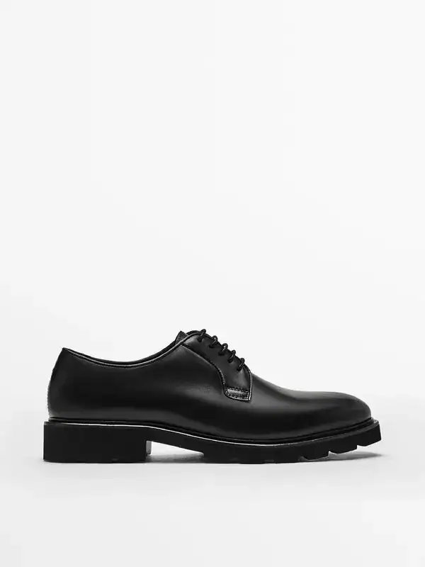 Massimo Dutti Nappa Leather Shoes With Light Comfort Soles Black