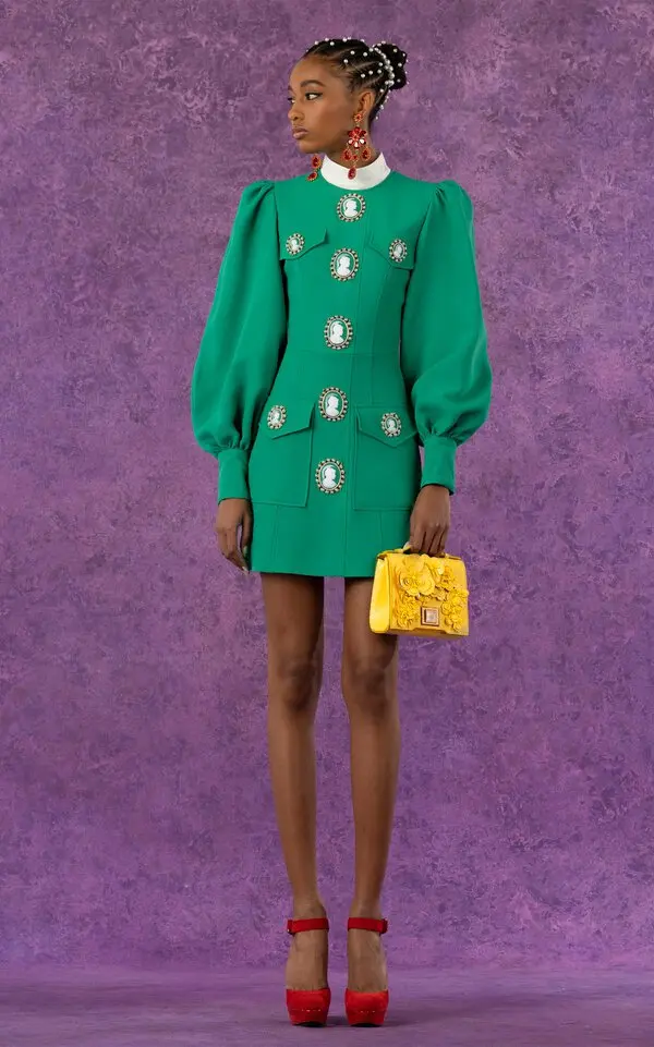 Andrew Gn Cameo-Embellished Mini Dress Only - Green | Editorialist