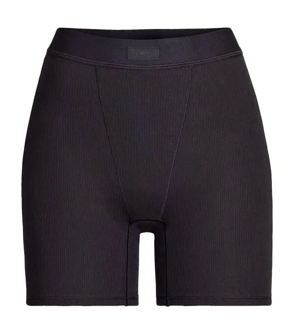 SKIMS Cotton-blend Ribbed Boxer Shorts - Grey