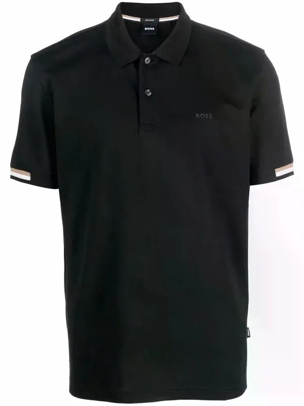 Hugo Boss Stripe-trimmed Polo Shirt - Black