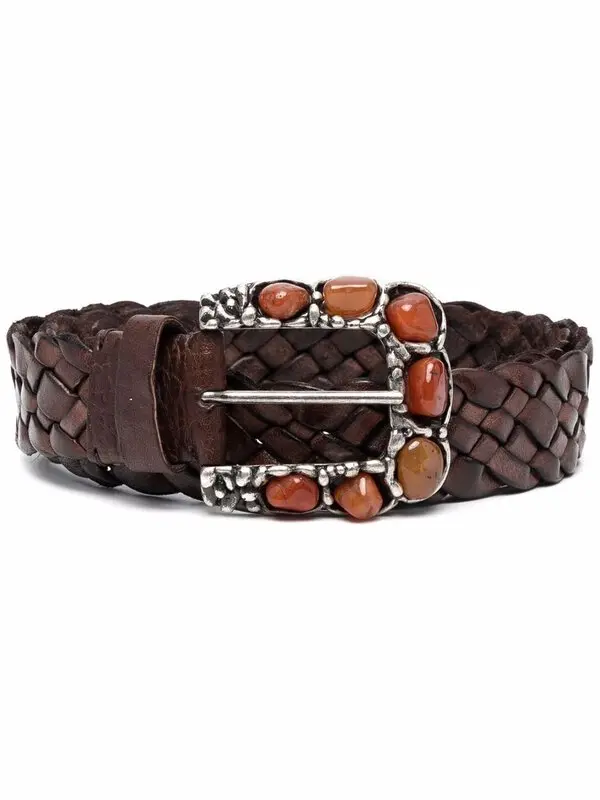 P.a.r.o.s.h Zoe Interwoven Leather Belt - Brown