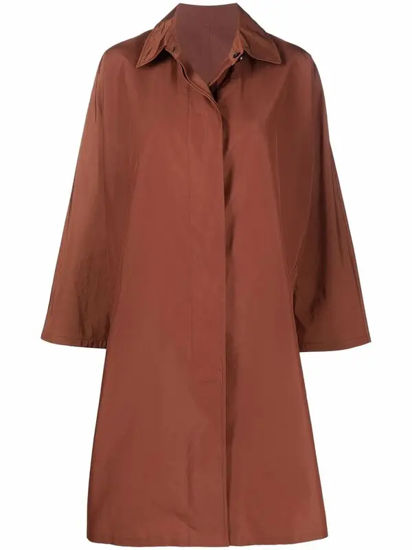 YVES SALOMON Concealed-front Fastening Coat - Brown