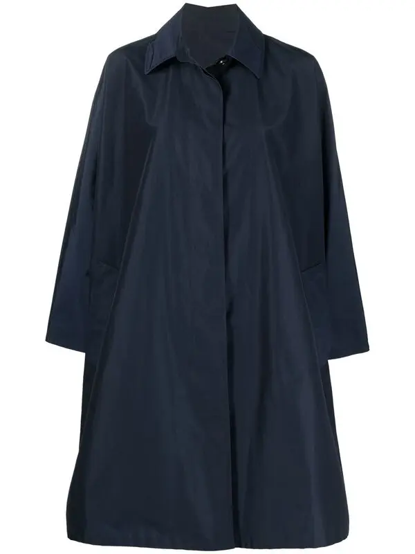 YVES SALOMON Concealed-front Fastening Coat - Blue
