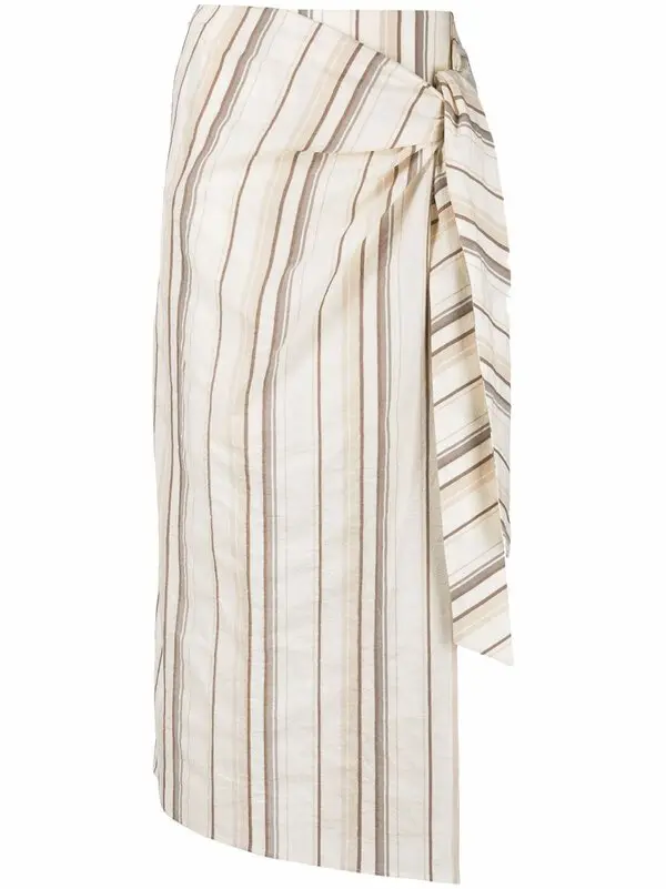 Brunello Cucinelli Striped Wrap Skirt