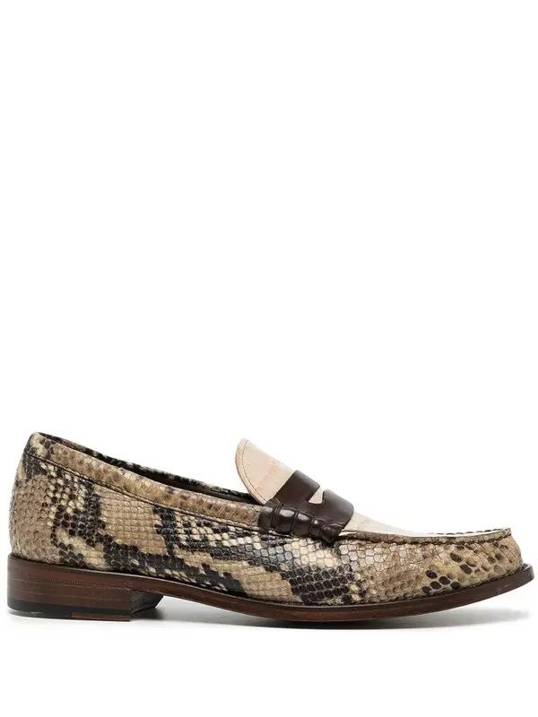Paul Smith Snakeskin-Effect Leather Loafers In Brown - 50  display picture 2