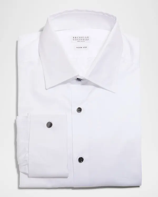 Brunello Cucinelli French-cuff Tuxedo Dress Shirt - White 01