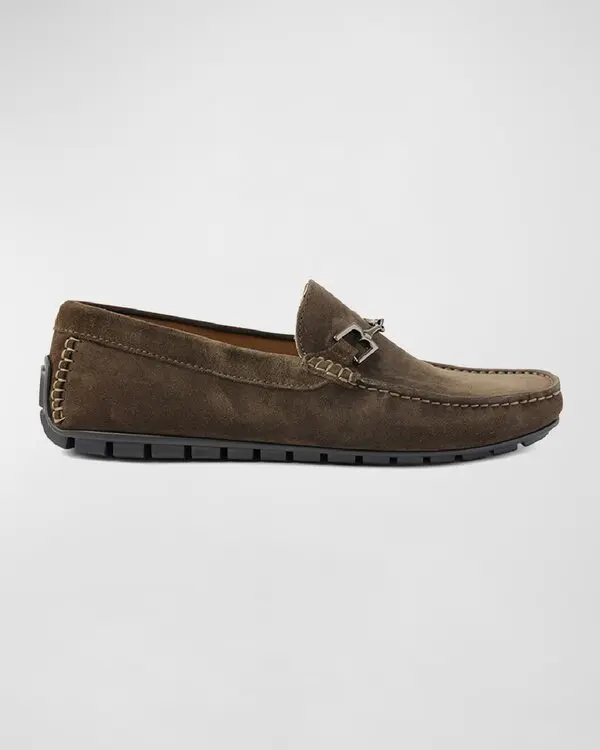 Bruno Magli Xander Leather Drivers - Dark Brown Suede