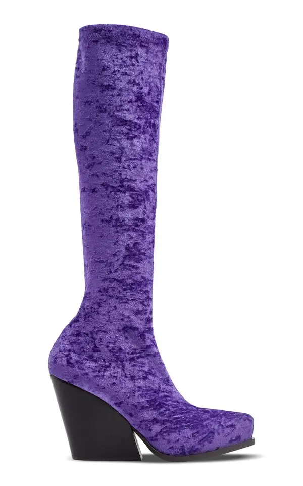 Stella Mccartney Cowboy Velvet Knee Boots It 36 In Purple 75