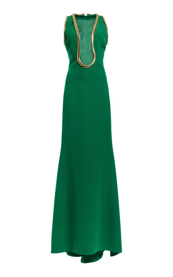 Elie Saab Gold-trimmed Heavy Crepe Gown