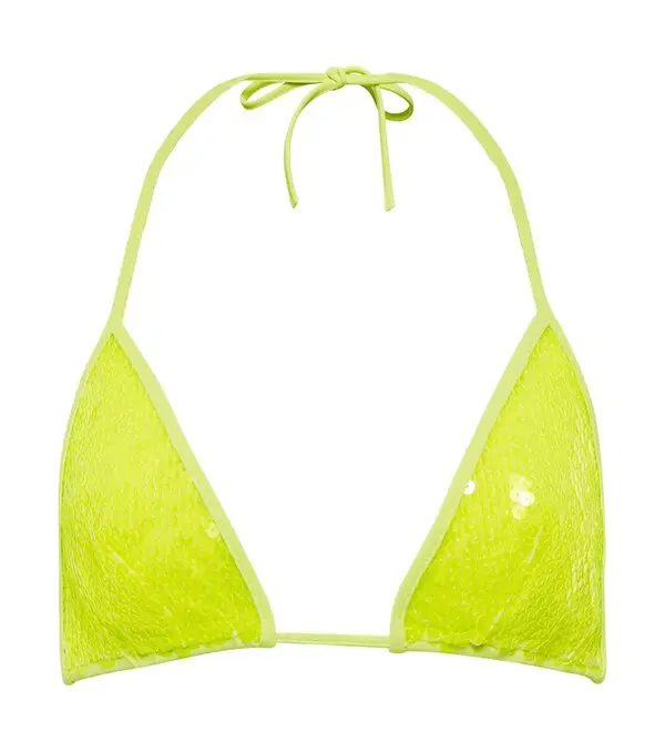 David Koma Sequined Triangle Bikini Top
