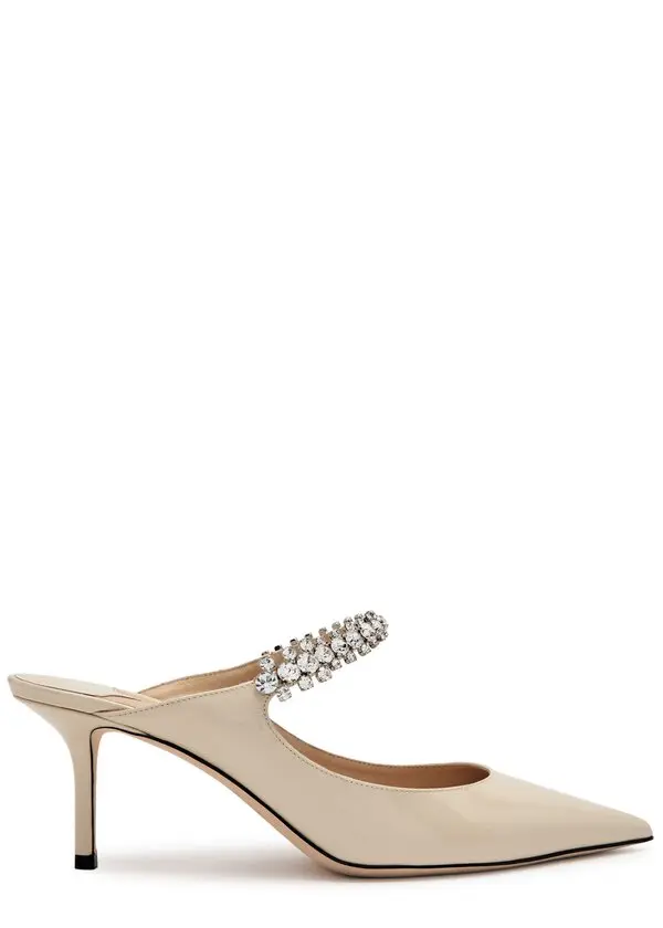 JIMMY CHOO Bing 65 Patent Leather Mules - Off White
