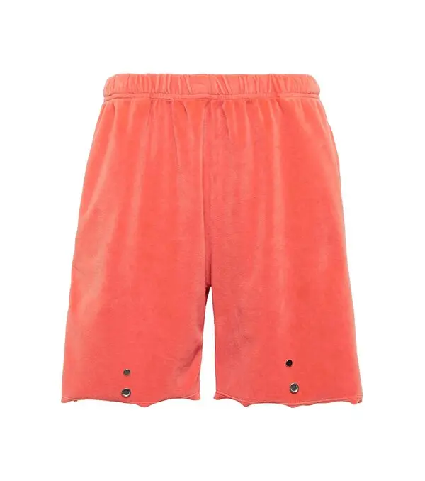 LES TIEN Snap Front Velour Shorts
