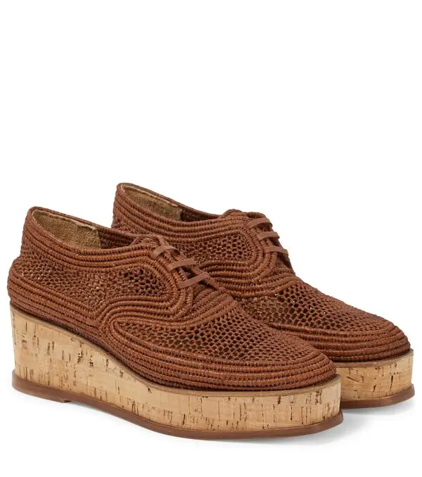 Gabriela Hearst X Clergerie Harold Woven Raffia Platform Derby