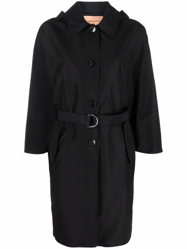YVES SALOMON Belted-waist Hooded Coat