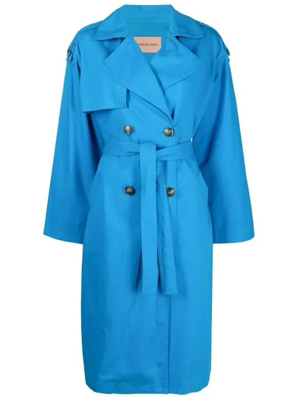 YVES SALOMON Tied-waist Trench Coat - Blue