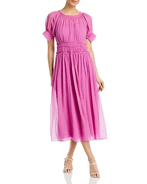 strapless open back dress Girls V-Neck Long Sleeves Chiffon Fit Flare Dress 8-9 Y / Wine / Chiffon main image 0