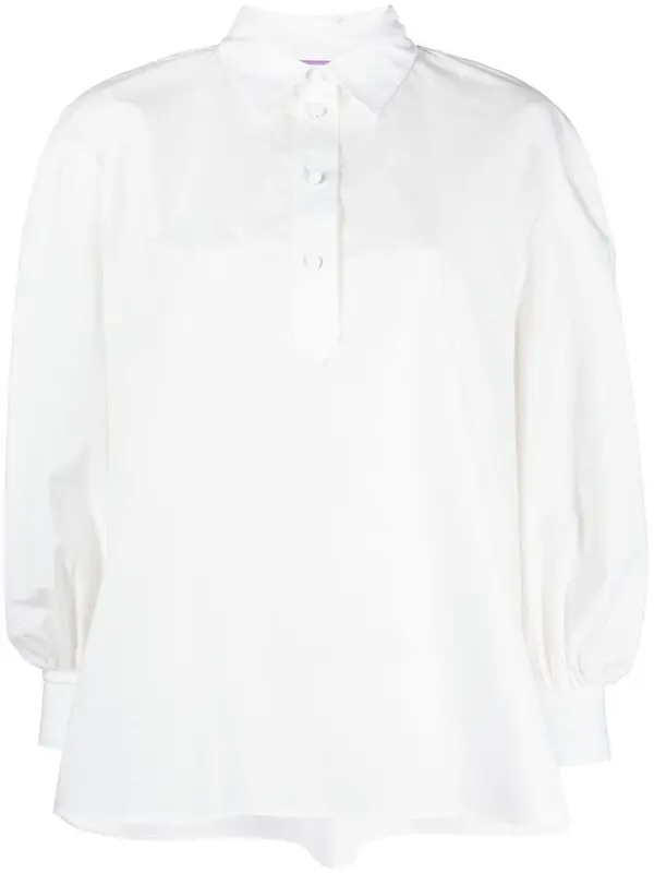 La DoubleJ Poet-sleeve Poplin Blouse - White