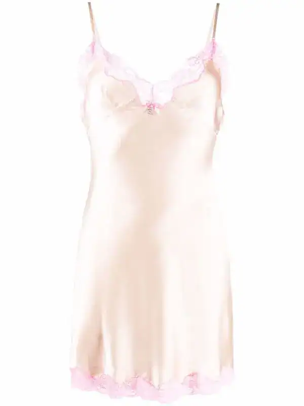 Alexander Wang Lace-Trim Silk Slip Dress - Neutrals | Editorialist