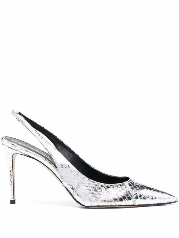SCAROSSO X Brian Atwood Sutton Slingback Pumps - Silver