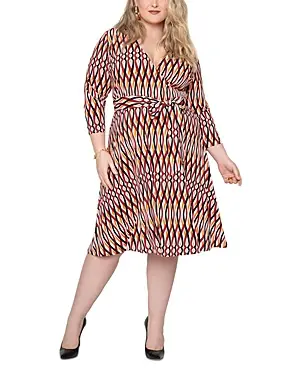 Leota Faux Wrap Dress In Retro Stripes 25% Off Editorialist