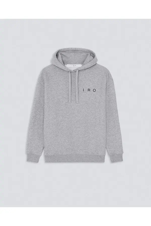 Iro Paris Liny Printed Cotton Hoodie Gray Editorialist