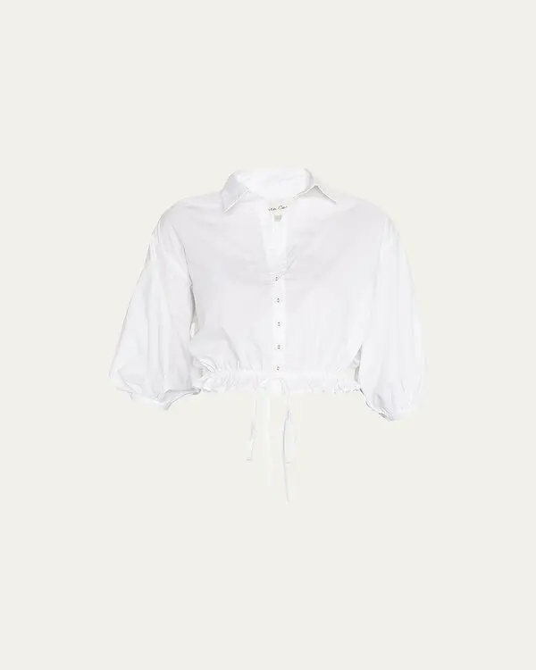 Cara Cara Hutton Cropped Top - White