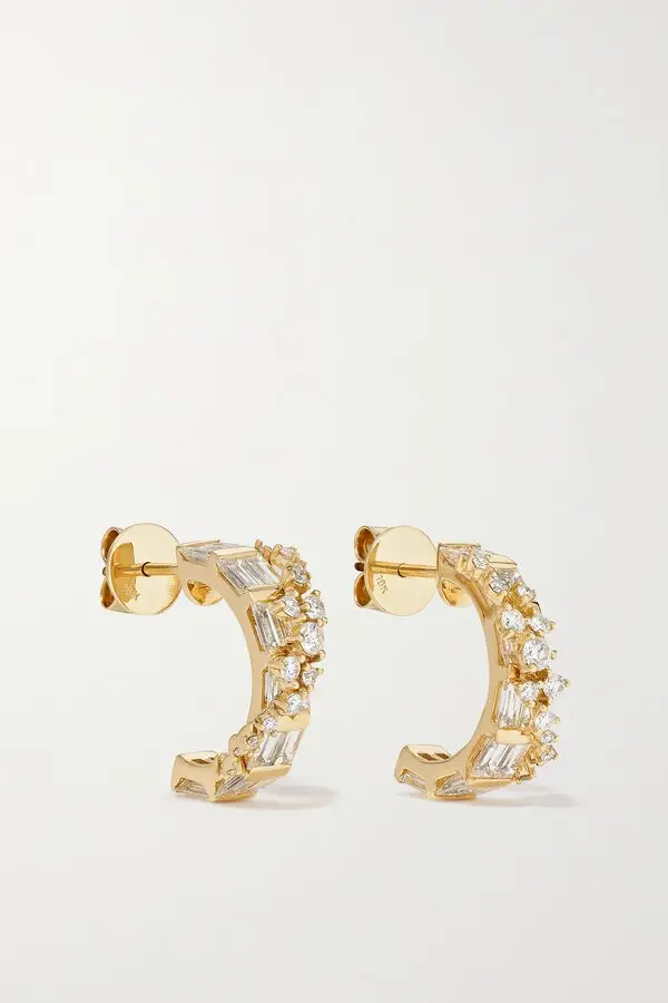 ANANYA 18-karat Sapphire And Diamond Half-hoop Earrings