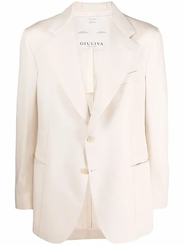 Giuliva Heritage Notched-lapels Single-breasted Blazer - Neutrals