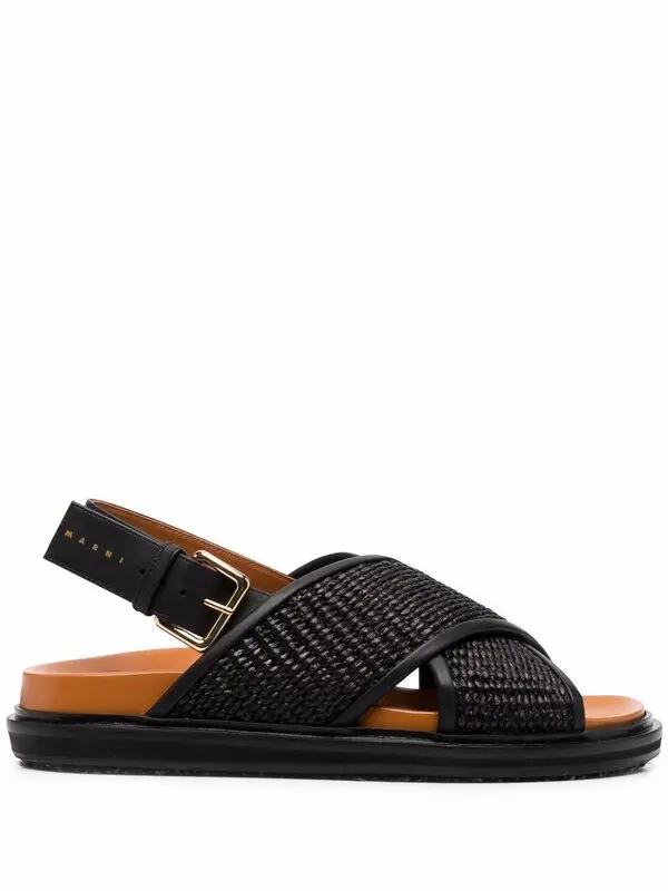 Marni Fussbet Raffia Sandals - Black
