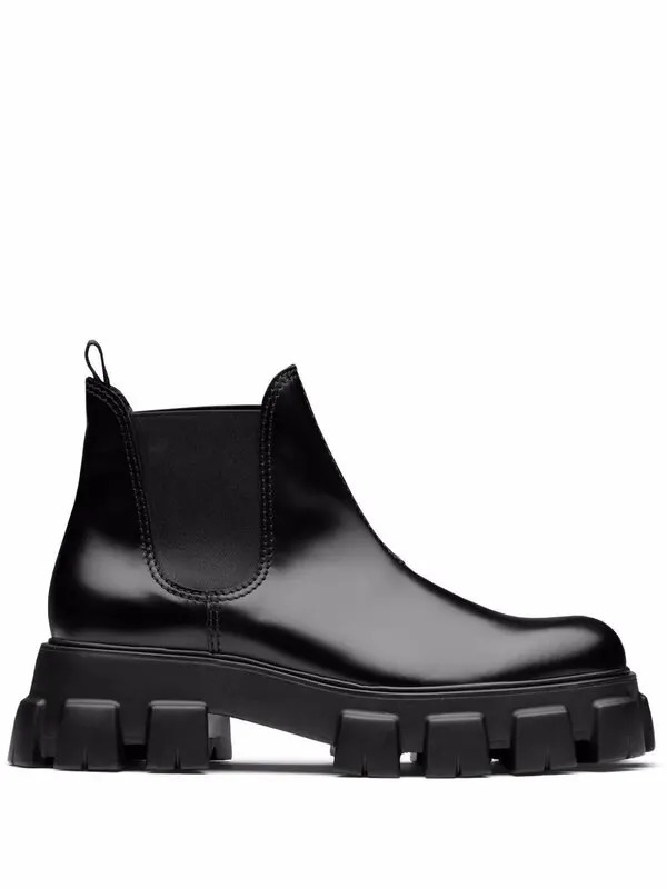 Prada Monolith Brushed Leather Chelsea Boots
