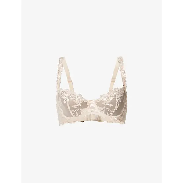 AUBADE Softessence Floral-embroidered Stretch-mesh Half-cup Bra
