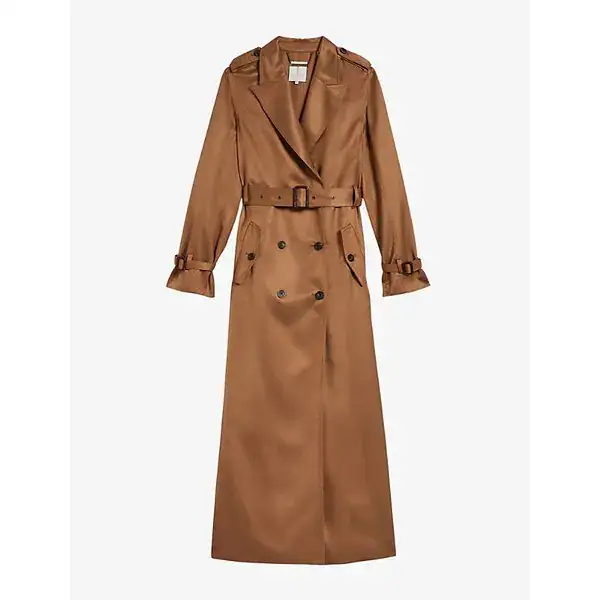 Ted Baker London Fabri Belted Double-Breasted Woven Maxi Trench